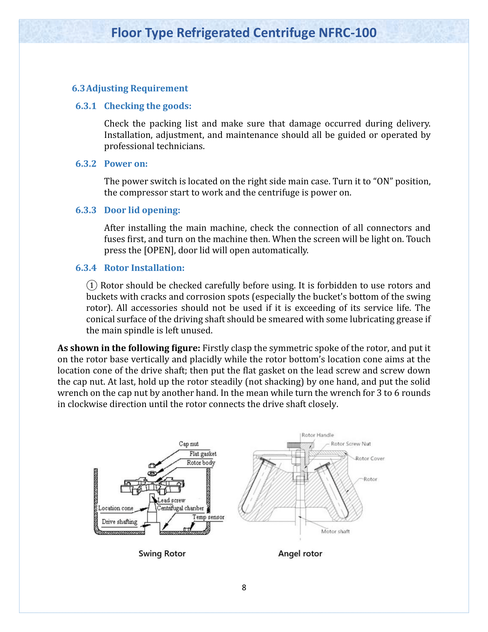 Floor Type Refrigerated Centrifuge NFRC-100 Manual | Labnics