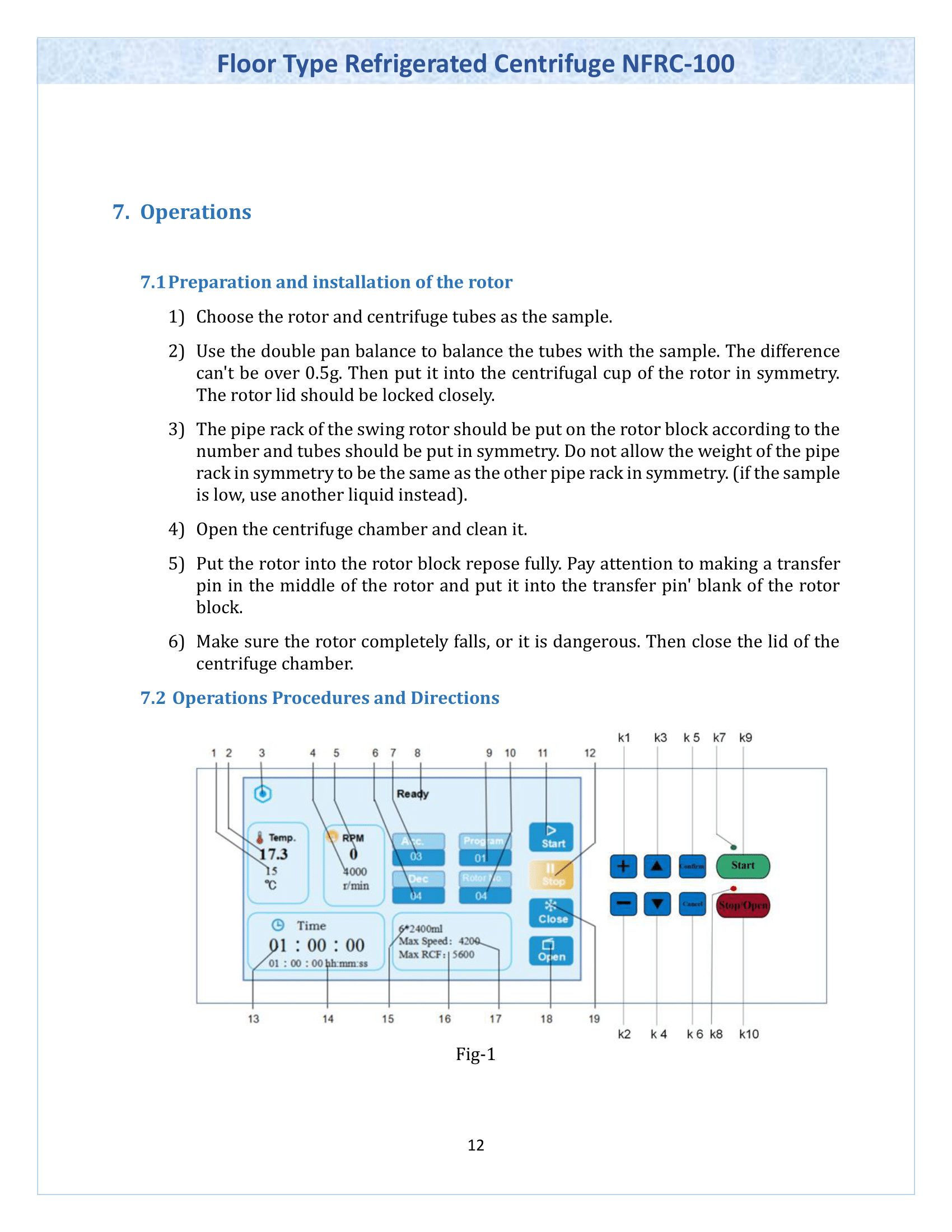 Floor Type Refrigerated Centrifuge NFRC-100 Manual | Labnics
